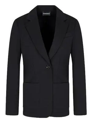 Emporio Armani Single-breasted Blazer In Interlock Jersey - Black