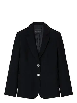 Emporio Armani Single-breasted Waffle Weave Blazer - Black