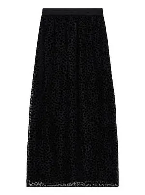 Emporio Armani Long Skirt In Devoré Tulle - Black