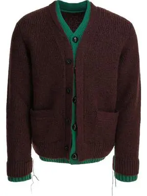 Sacai Wool-blend Cardigan - Brown