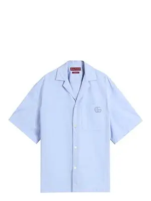 Gucci Heavy Cotton Poplin Short Sleeve Shirt - Blue