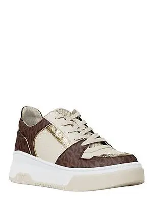 Michael Kors Lexi Mixed-Media Sneakers Brown
