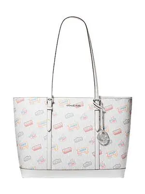 Michael Kors Large Printed Logo Tote Bag - White
