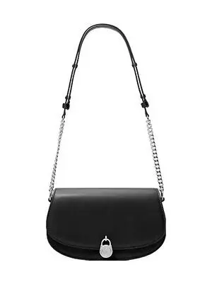 Michael Kors Mila Medium Leather Messenger Bag - Black