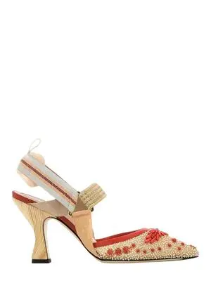 FENDI 85mm Colibrì Beaded Slingback Pumps