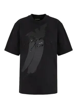 Emporio Armani Eagle-logo Sequin-embellished T-shirt - Black