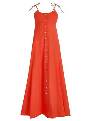 Rosie Assoulin Button-front Tie-strap Maxi Dress - Orange