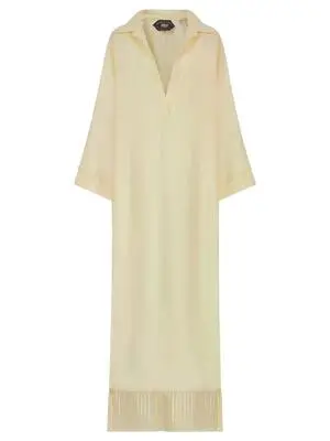 TALLER MARMO Bordighera Fringe-trimmed Maxi Dress - Neutrals