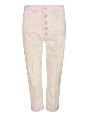 DONDUP Distressed Cropped Trousers - Pink