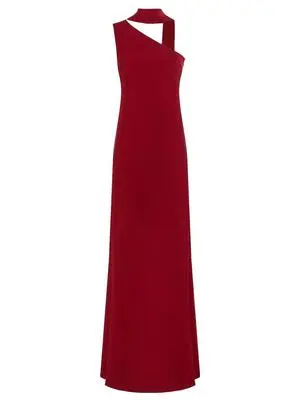 TALLER MARMO Caroline One-shoulder Fringe Gown - Red