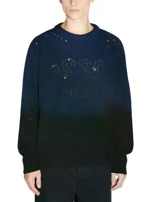 032C Dip-dye Cut-out Sweater - Black