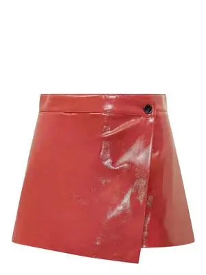 MSGM Patent Leather Asymmetric Skorts - Red