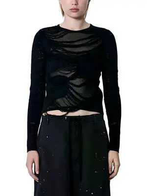 MAISON MARGIELA Distressed Crew-neck Sweater - Black