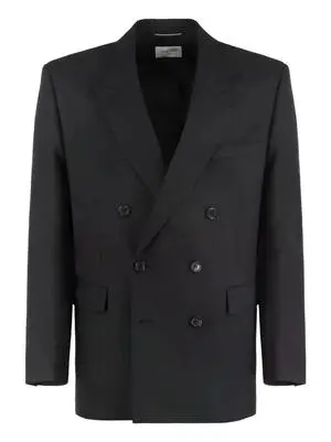 Saint Laurent Double-breasted Wool Blazer - Black