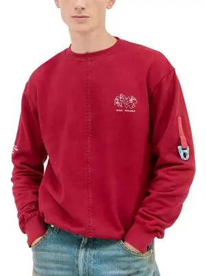 SPACE AVAILABLE Panel-design Crewneck Sweatshirt - Red