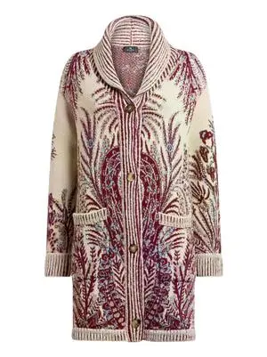 Etro Floral-jacquard Button-fastening Coat - Red