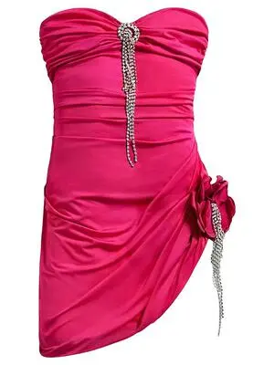 AREA Crystal-embellished Draped Mini Dress - Pink