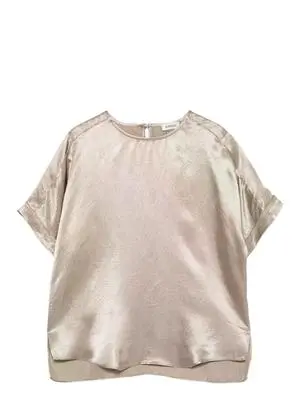 Simkhai Satin Short-sleeve Blouse - Neutrals