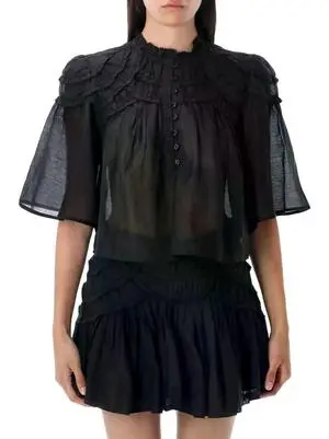 MARANT ETOILE Carmen Ruffled-frill Blouse - Black