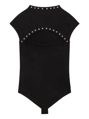 Patrizia Pepe Embellished-neck Bodysuit - Black