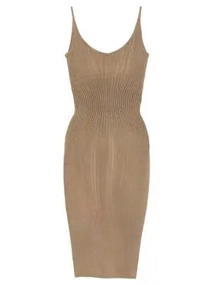 MUGLER Ribbed Midi Dress - Neutrals