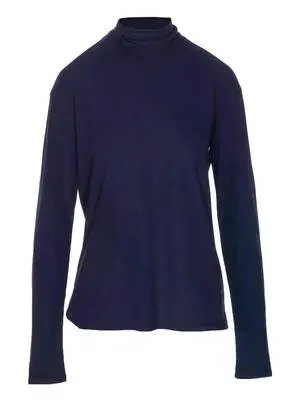 LEMAIRE Long-sleeve Scarf-detail Top - Blue