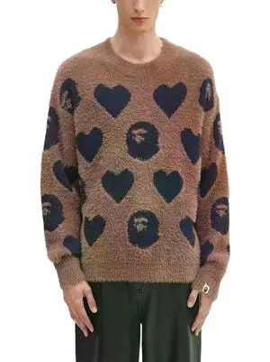 A BATHING APE Heart-ape Head Sweater - Brown