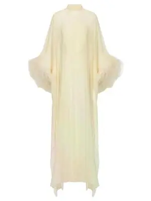 TALLER MARMO Feather-embellished Maxi Dress - Neutrals