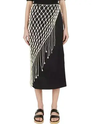 WYNN HAMLYN Macramé-overlay Skirt - Black