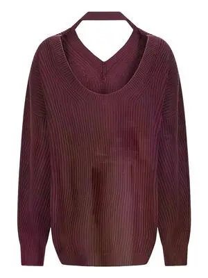 CANESSA Ribbed V-neck Sweater - Red