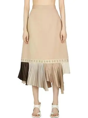 Rokh Pleated Embellished Skirt - Neutrals