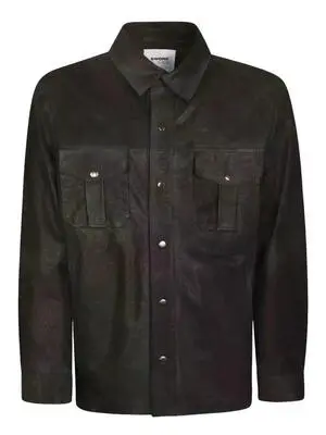 SWORD 6644 Button-fastening Flap-pocket Shirt Jacket - Black
