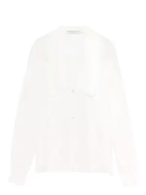 Alessandra Rich Lace-trimmed Collared Blouse - White