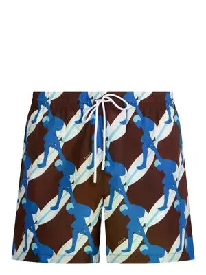 Gucci Printed Swim Shorts - Brown