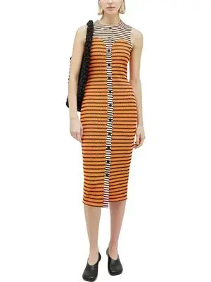 REWARD IF FOUND Ribbed Striped Dress - Orange
