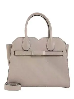 VALEXTRA Leather Bag With Bow Detail - Neutrals