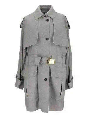 TOM FORD Belted Button-fastening Coat - Grey