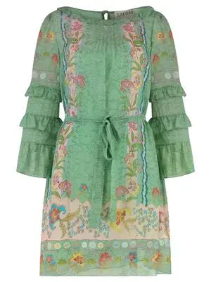Saloni Lori Floral-print Mini Dress - Green