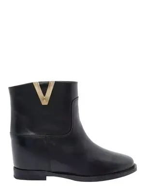 VIA ROMA 15 Leather Ankle Boots - Black