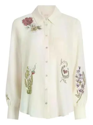 CINQ À SEPT Amour Embellished Floral Shirt