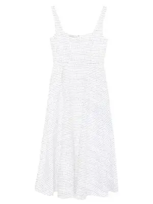 Alessandra Rich Striped Sleeveless Midi Dress - White