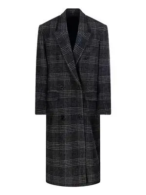 MARANT ETOILE Lexana Double-breasted Checked Coat - Brown