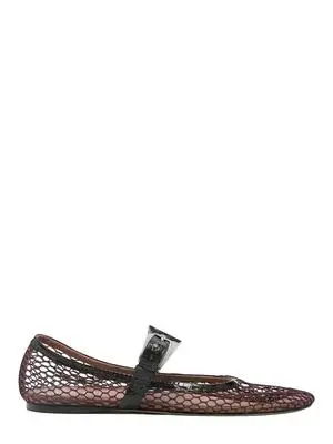 Paris Texas Sveva Mesh-panel Buckle Ballet Flats - Red