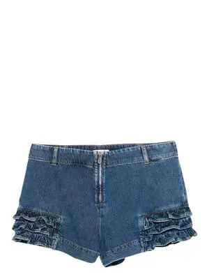 Sandro Denim Ruffle Shorts - Blue
