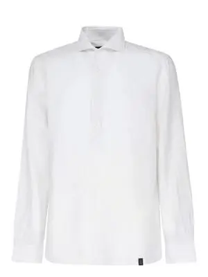 FAY Spread-collar Cotton Polo Shirt - White