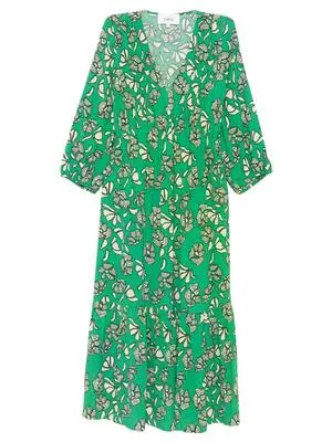 Ba&sh Aferae Floral-print Tiered Dress - Green
