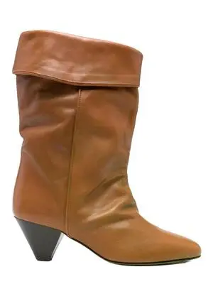 Isabel Marant 55mm Dalby Draped Leather Boots - Brown