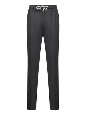 PT TORINO Pleated Drawstring Trousers - Grey