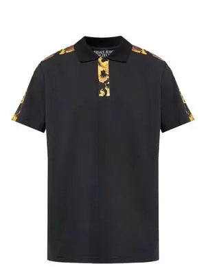Versace Baroque-print Panel Polo Shirt - Black