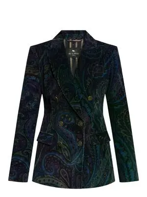 Etro Corduroy Double-breasted Blazer - Blue